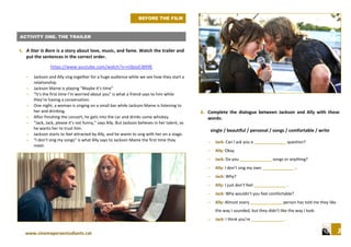 A STAR IS BORN ACTIVITY PACK | PDF