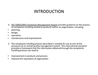 Complaints Handling Management - Complied to ISO 10002 | PDF