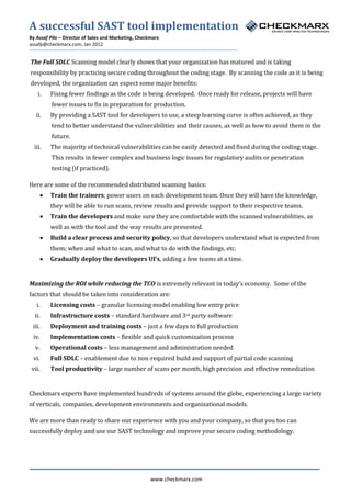 A Successful SAST Tool Implementation | PDF