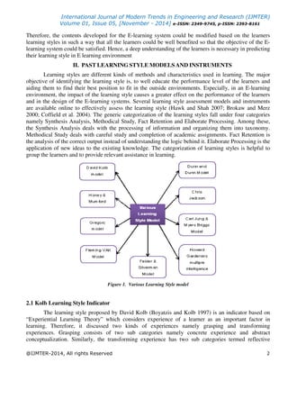 A Survey on Various Learning Styles Used in E-Learning System | PDF