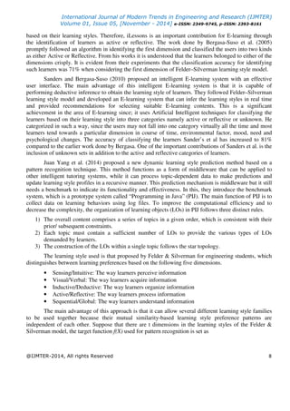 A Survey on Various Learning Styles Used in E-Learning System | PDF