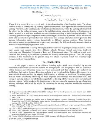 A Survey on Various Learning Styles Used in E-Learning System | PDF