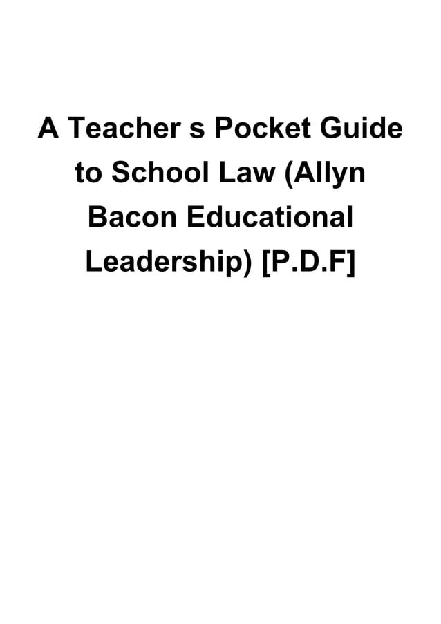 A Teacher s Pocket Guide to School Law (Allyn Bacon Educational ...