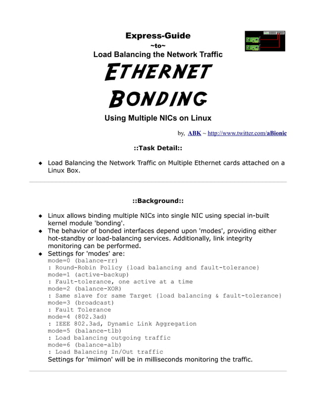 Ethernet Bonding for Multiple NICs on Linux ~ A techXpress Guide | PDF