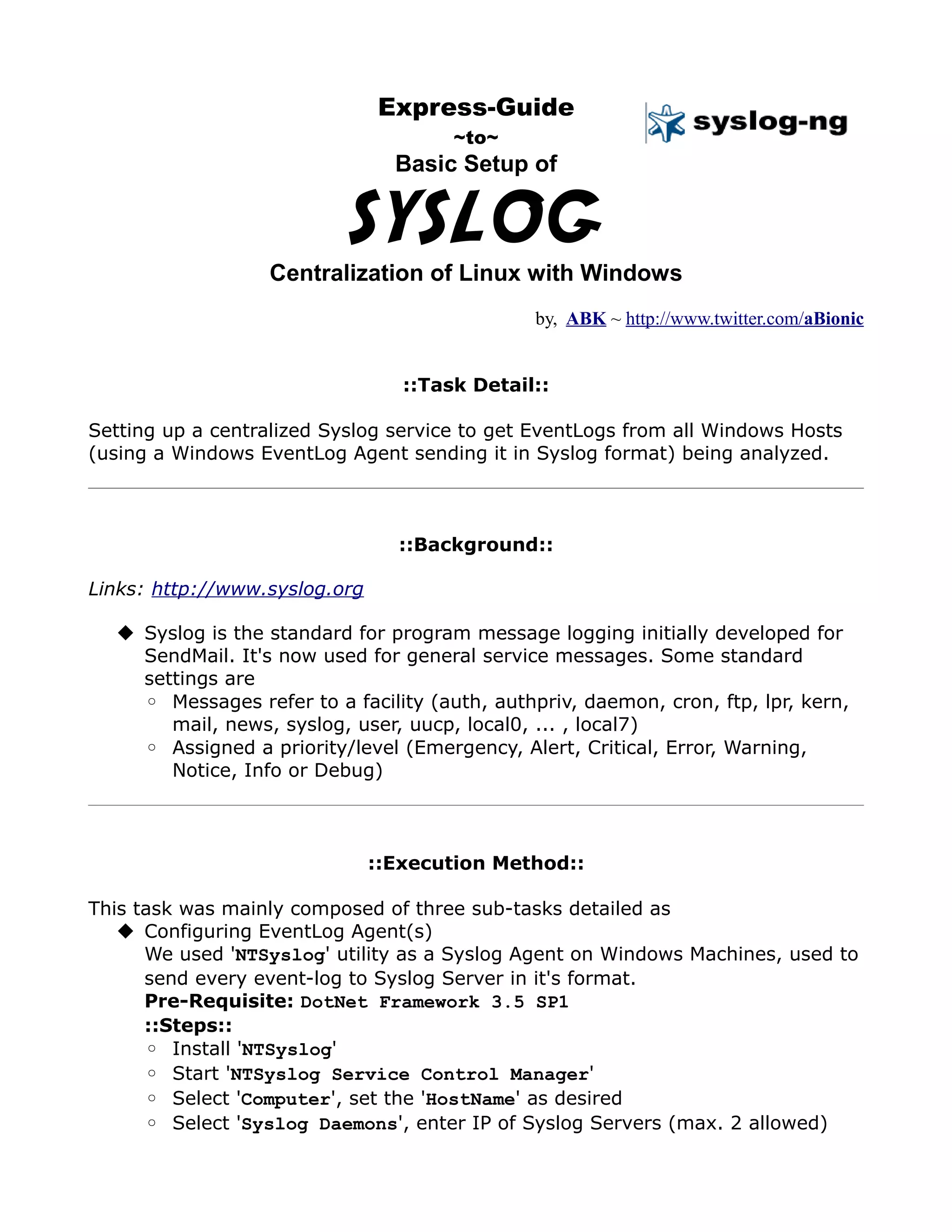 Syslog Centralization Logging with Windows ~ A techXpress Guide | PDF