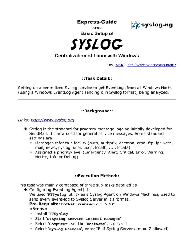Syslog Centralization Logging with Windows ~ A techXpress Guide | PDF