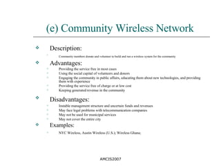 A Classification of Community Wireless Networks Business Models | PPT