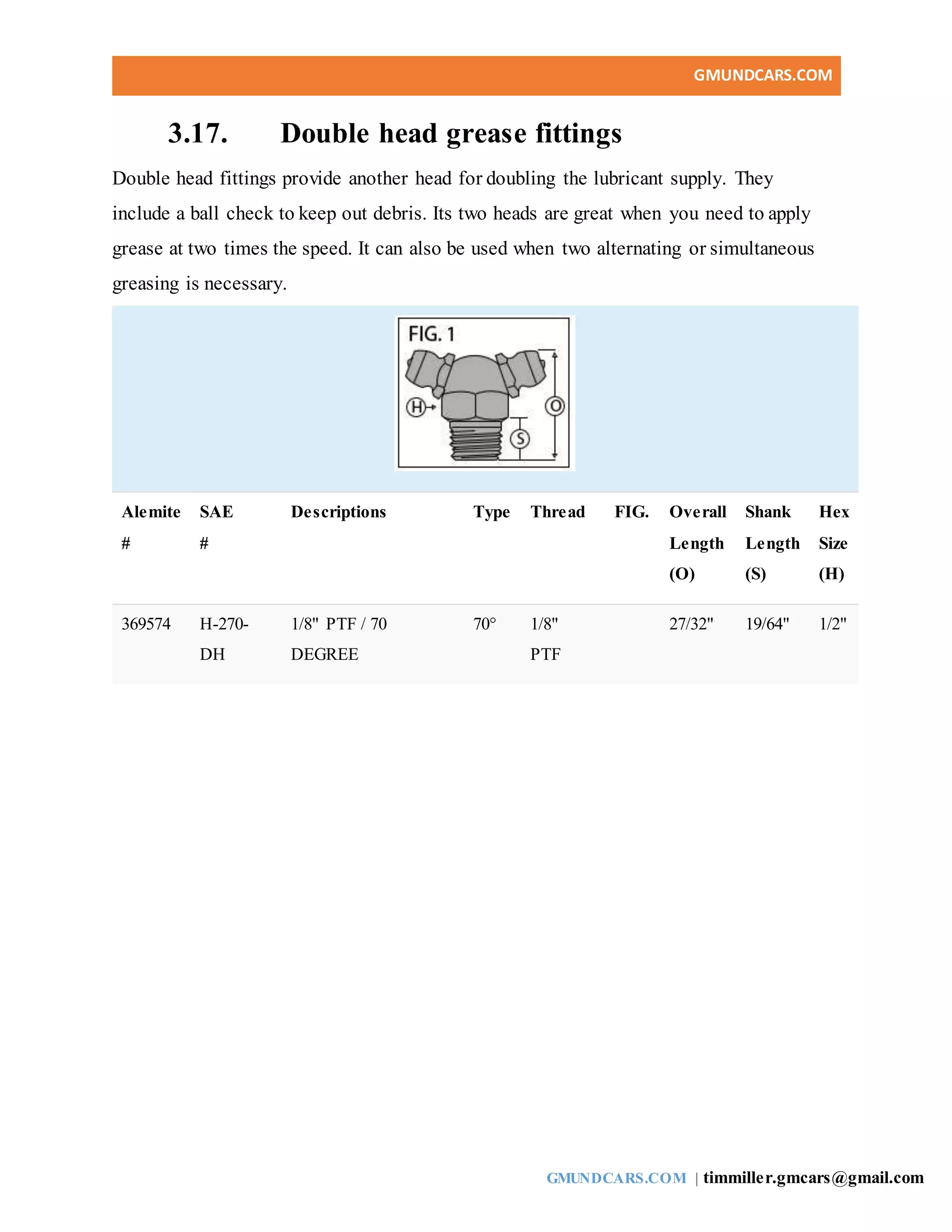 A-Z Guide To Grease Fitting Types, Sizes & Thread Identification | DOCX