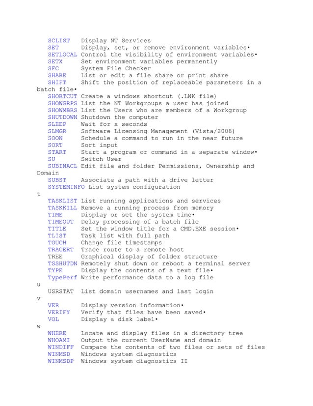 A z index of the windows cmd command line | DOCX | Operating Systems | Computer Software and ...