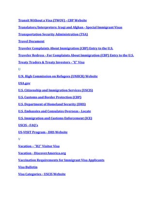 A z index of us visa | DOCX