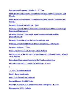 A z index of us visa | DOCX