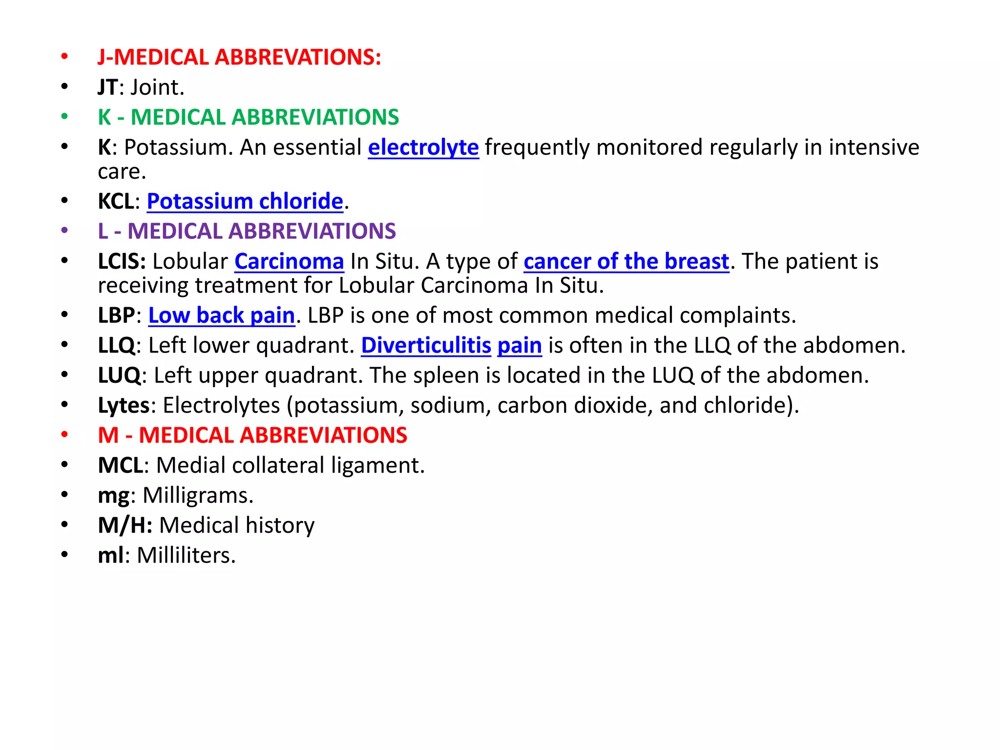 A -z medical abbrevations of anatomy | PPTX