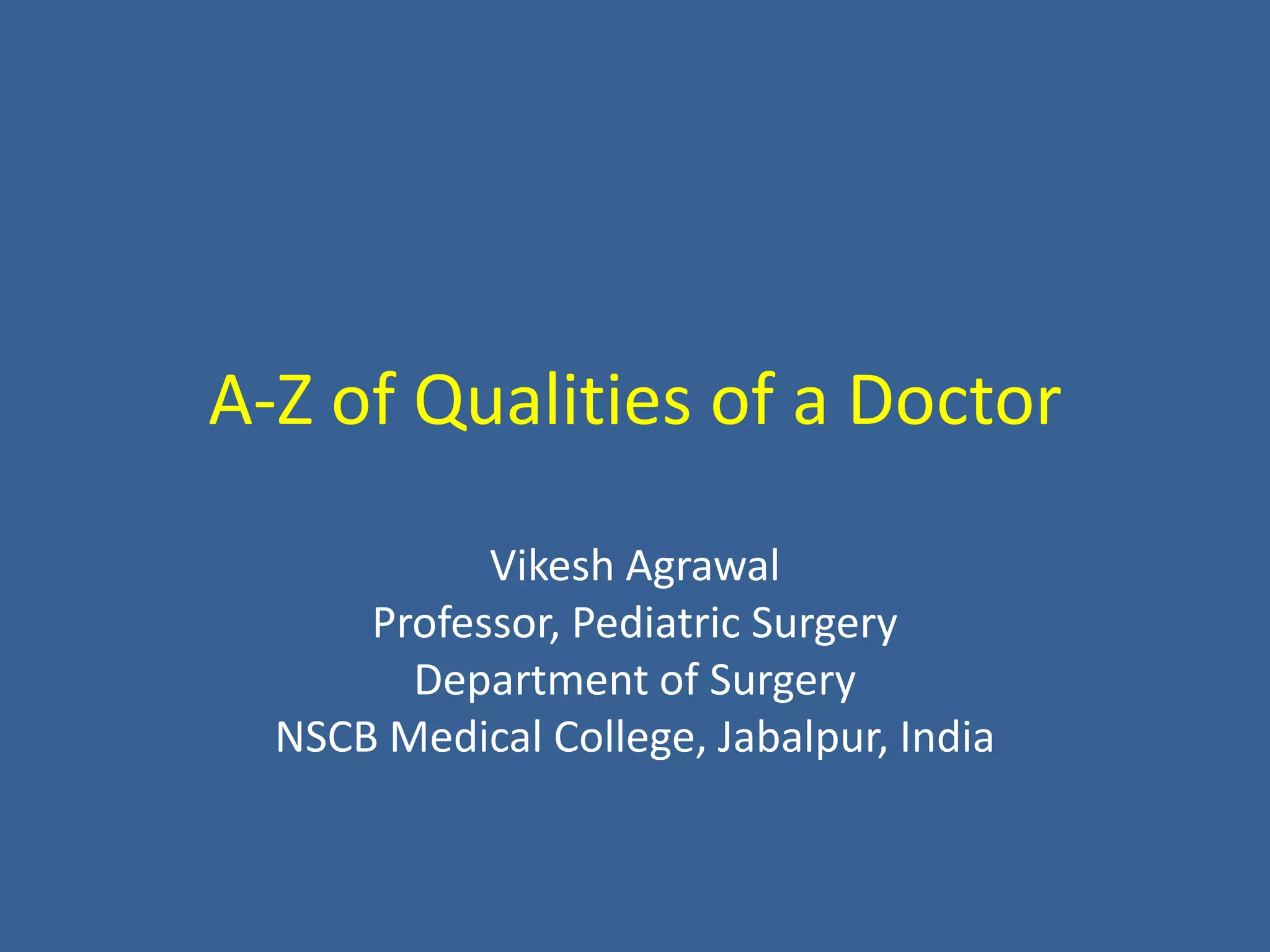 A-Z qualities of a doctor | PDF | Medical Health