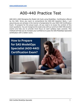 A00-440: Useful Questions for SAS ModelOps Specialist Certification Success | PDF | Computer ...
