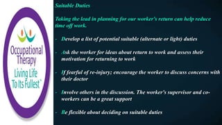 Occupational Therapy Work Injury & Return to Work | PPTX