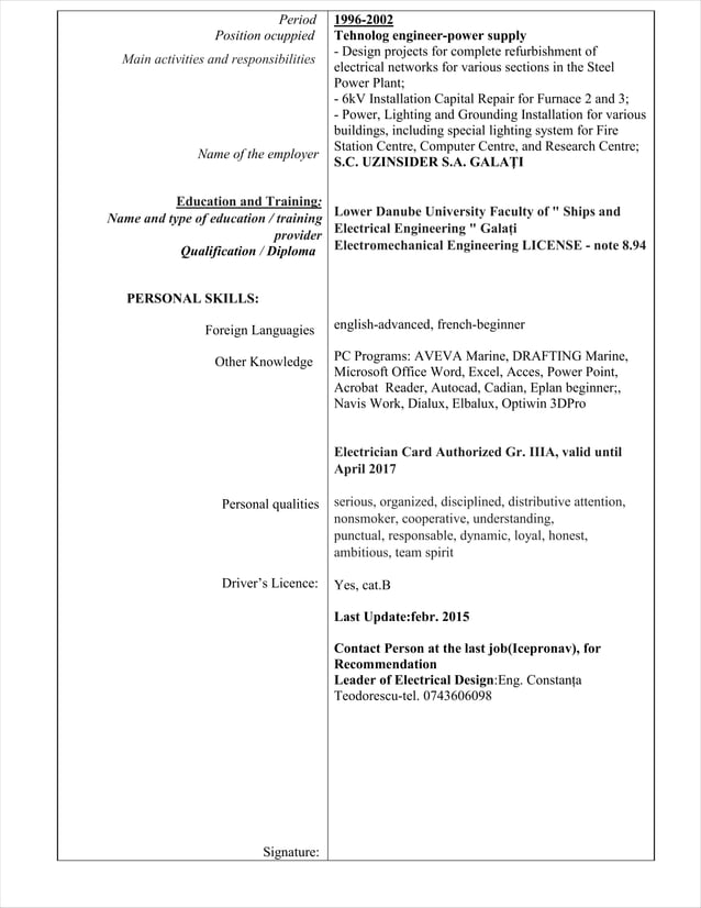 Curriculum Vitae english-Sorochan Ovidiu Lucian | PDF