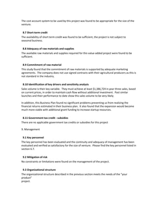 USDA Example Business Plan | PDF