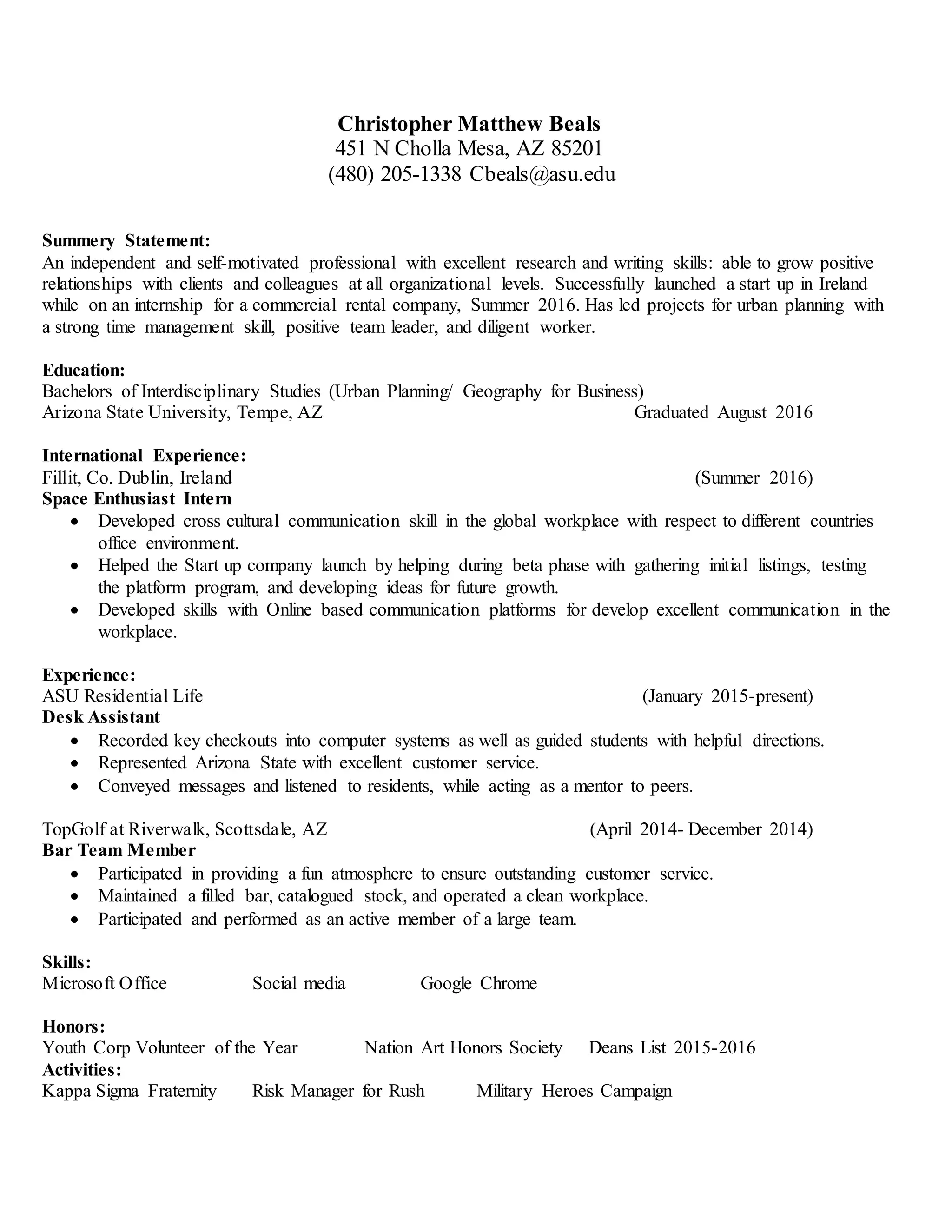 Christopher Beals Resume | DOCX