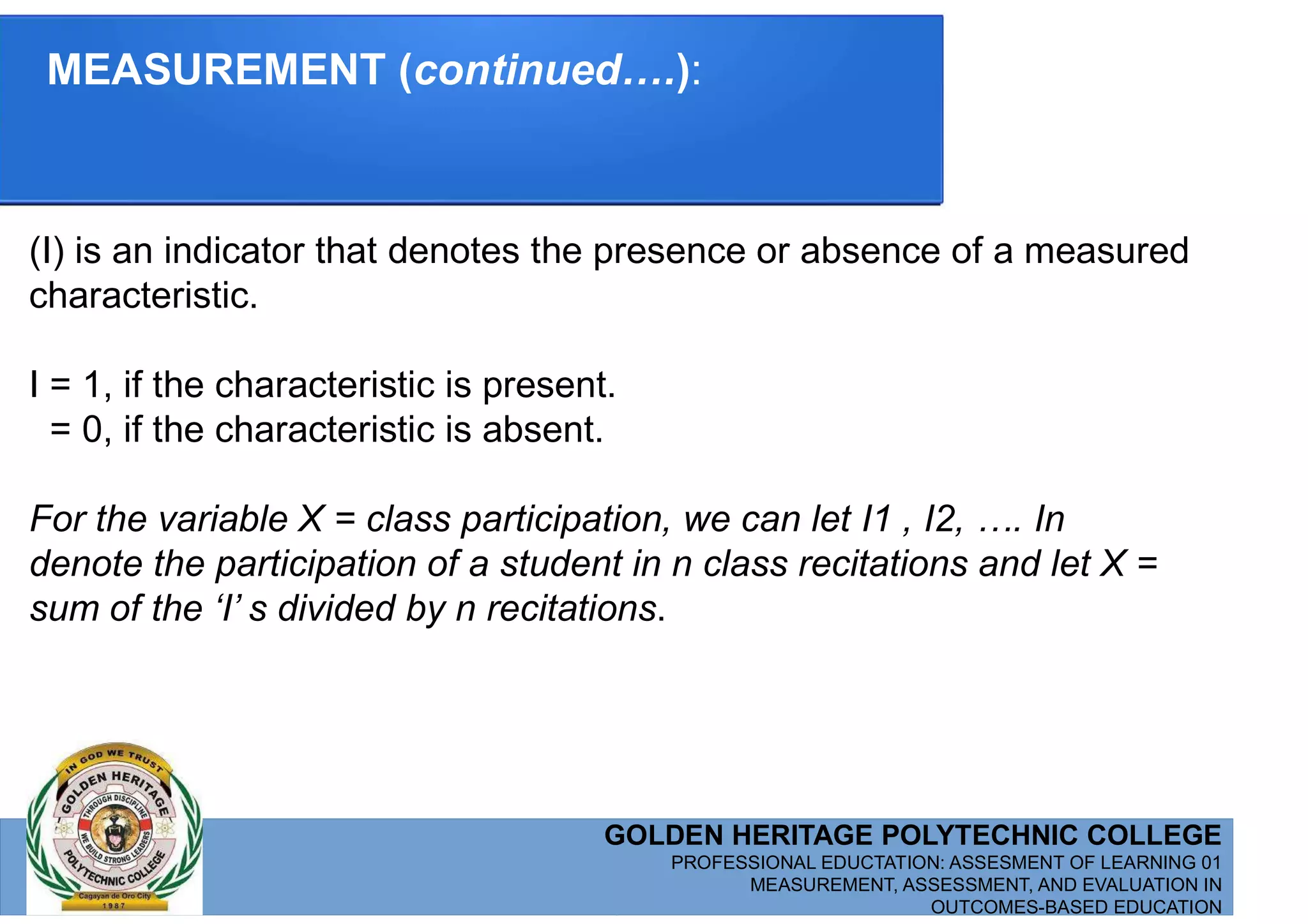 Measurement Assessment and Evaluation in Outcomes-based Education (02 ...
