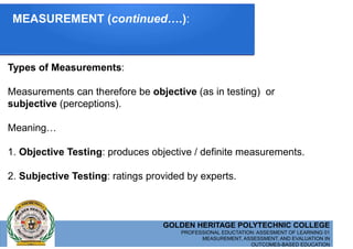 Measurement Assessment and Evaluation in Outcomes-based Education (02 ...