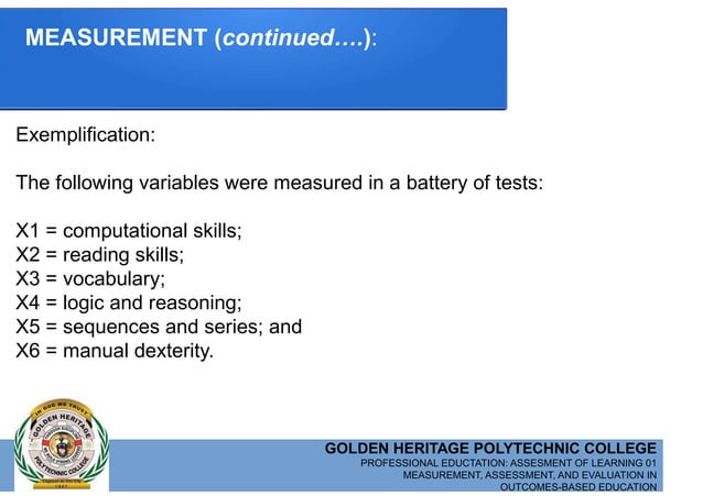 Measurement Assessment and Evaluation in Outcomes-based Education (02 ...