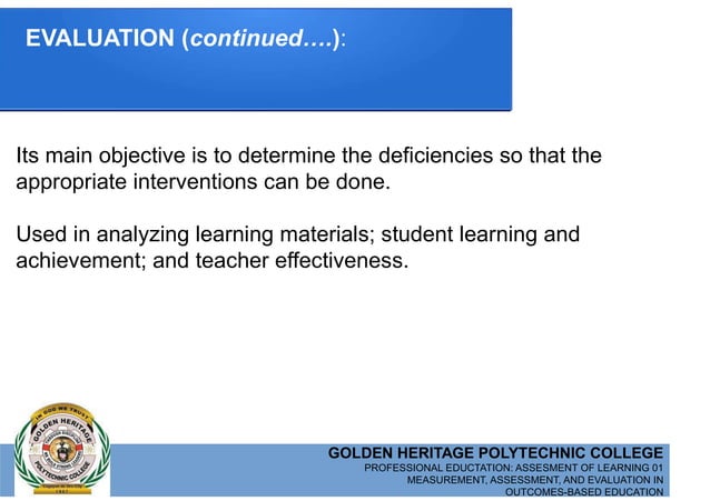 Measurement Assessment and Evaluation in Outcomes-based Education (02 K12_HOTS Full) | PDF ...