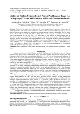 Studies on Protein Composition of Pigeon Pea [Cajanus Cajan (L ...