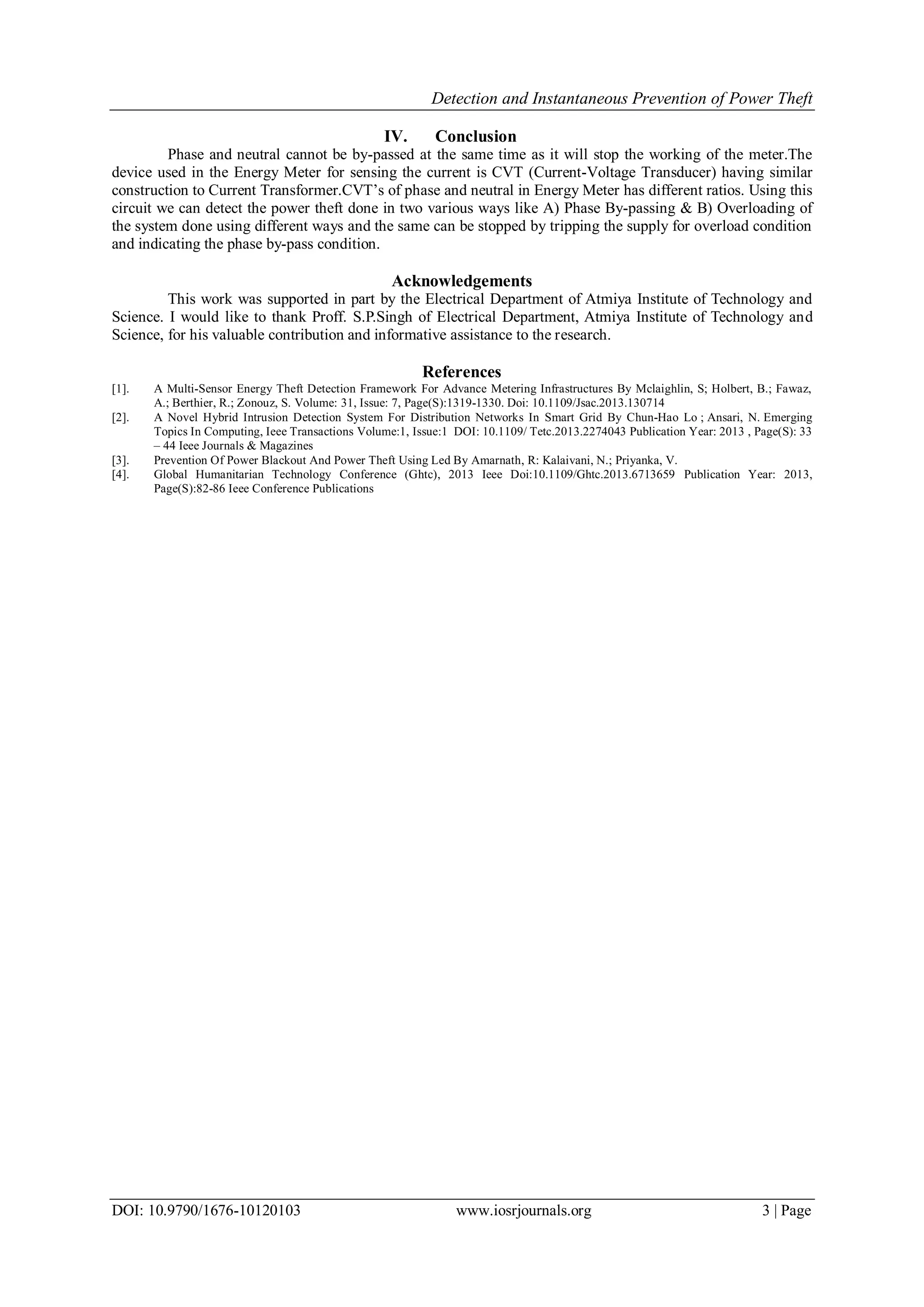 Detection and Instantaneous Prevention of Power Theft | PDF