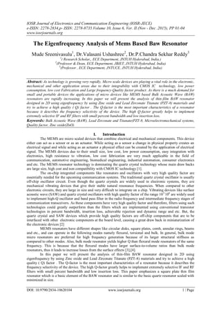 The Eigenfrequency Analysis of Mems Based Baw Resonator | PDF