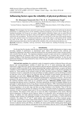 Influencing factors upon the reliability of physical proficiency test ...