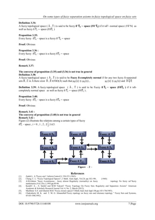 On Some Types of Fuzzy Separation Axioms in Fuzzy Topological Space on Fuzzy Sets | PDF
