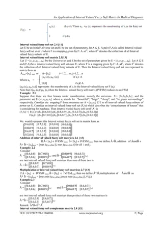 An Application of Interval Valued Fuzzy Soft Matrix In Medical Diagnosis | PDF