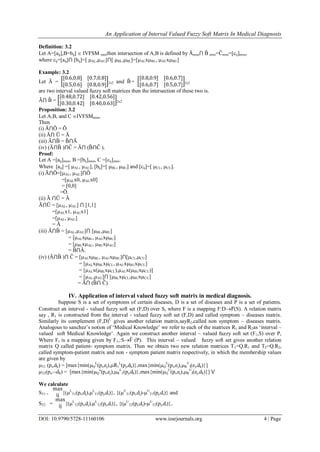An Application of Interval Valued Fuzzy Soft Matrix In Medical Diagnosis | PDF