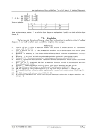 An Application of Interval Valued Fuzzy Soft Matrix In Medical Diagnosis | PDF