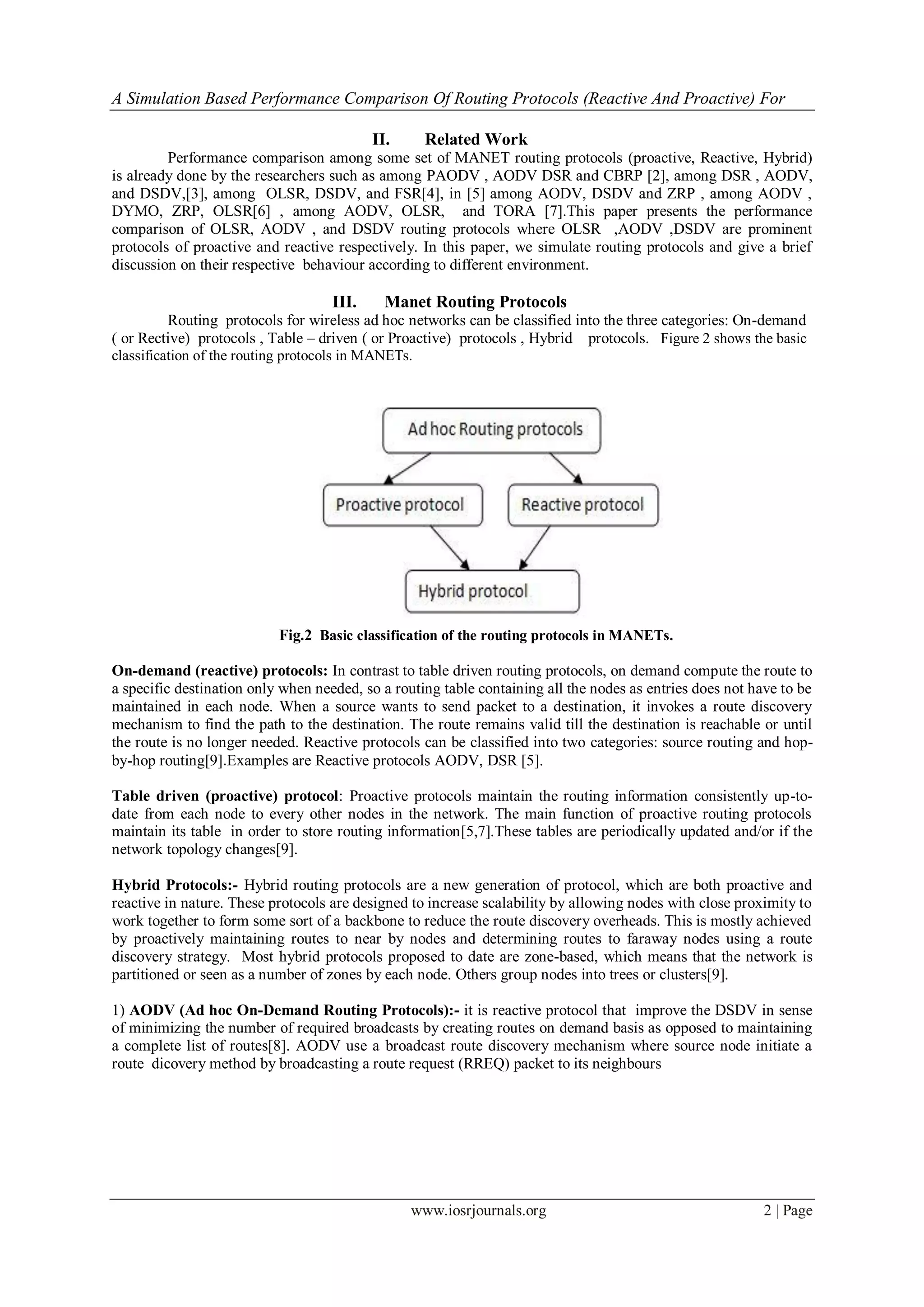 A Simulation Based Performance Comparison of Routing Protocols (Reactive and Proactive) For ...