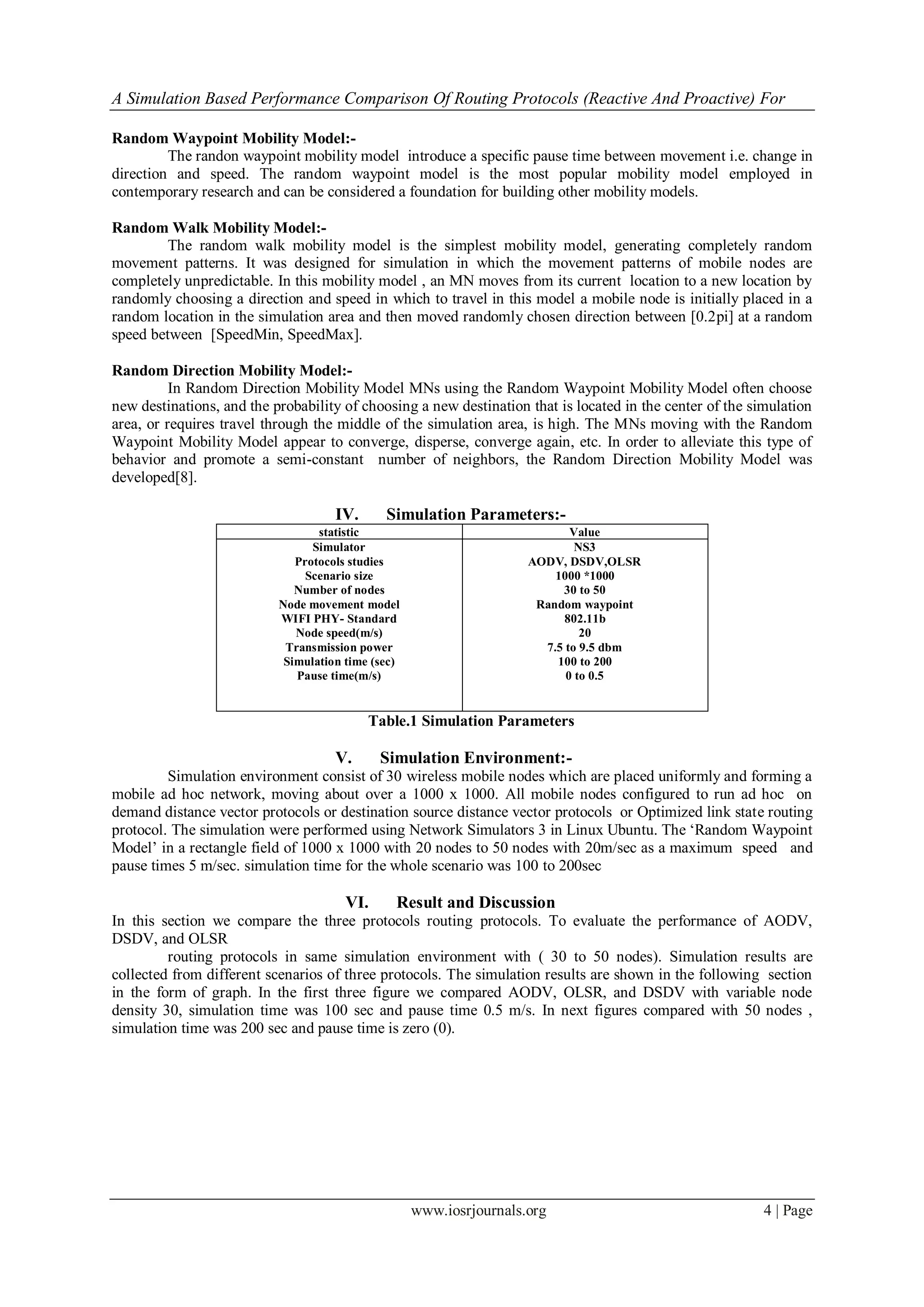 A Simulation Based Performance Comparison Of Routing Protocols Reactive And Proactive For