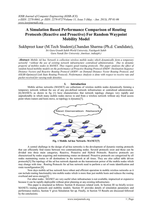 A Simulation Based Performance Comparison Of Routing Protocols Reactive And Proactive For