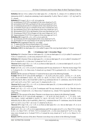 On Some Continuous and Irresolute Maps In Ideal Topological Spaces | PDF