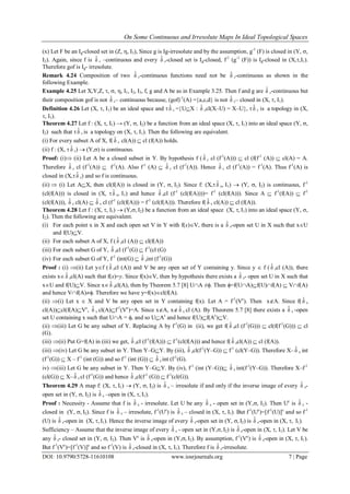 On Some Continuous and Irresolute Maps In Ideal Topological Spaces | PDF