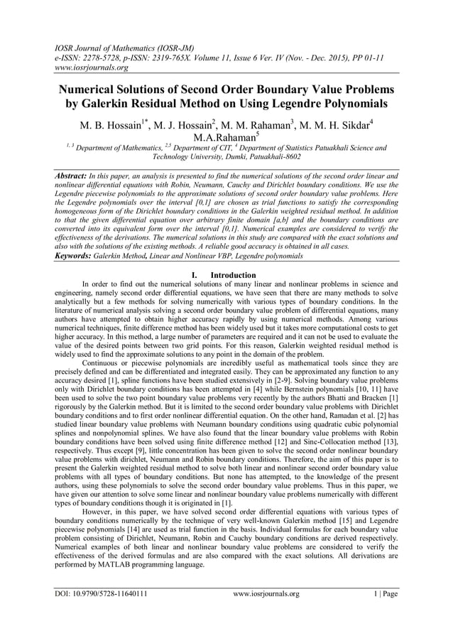 Numerical Solutions of Second Order Boundary Value Problems by Galerkin Residual Method on Using ...