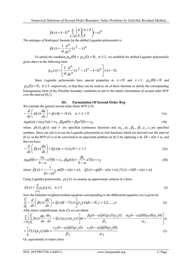 Numerical Solutions of Second Order Boundary Value Problems by Galerkin Residual Method on Using ...