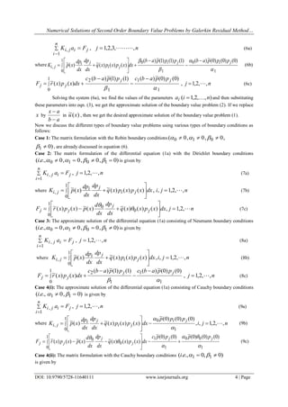 Numerical Solutions of Second Order Boundary Value Problems by Galerkin Residual Method on Using ...