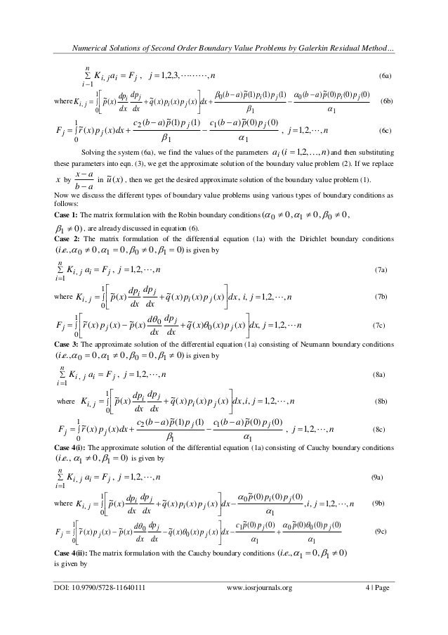 Numerical Solutions Of Second Order Boundary Value Problems By Galerk…