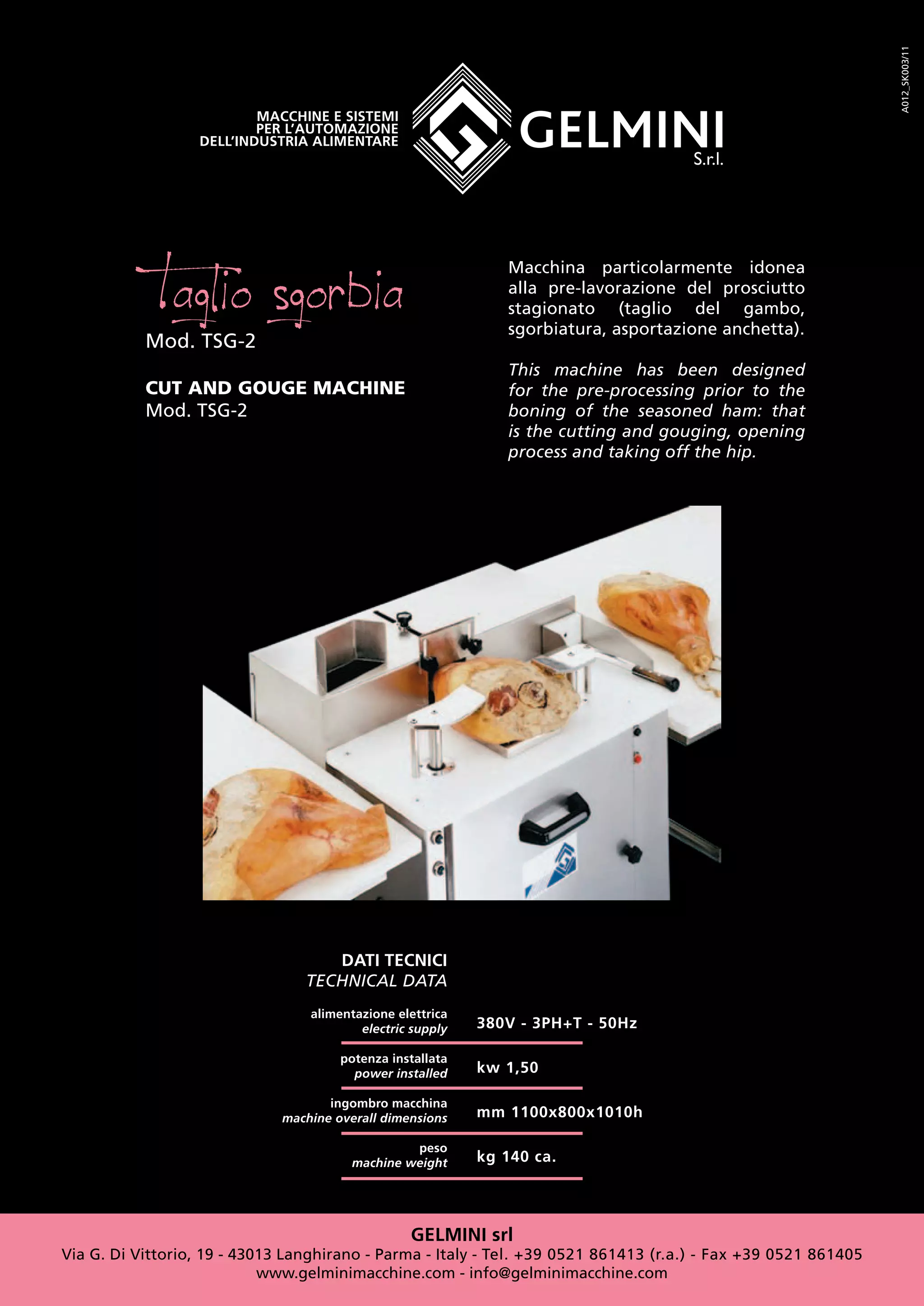 CUT AND GROUGE MACHINE MOD. TSG-2 | PDF