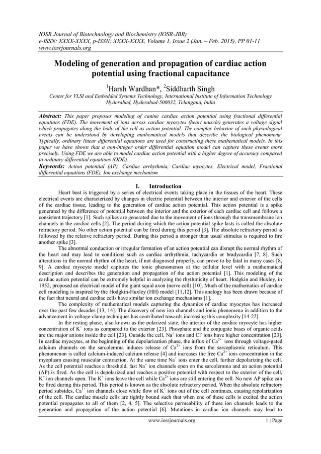 Modeling of generation and propagation of cardiac action potential ...