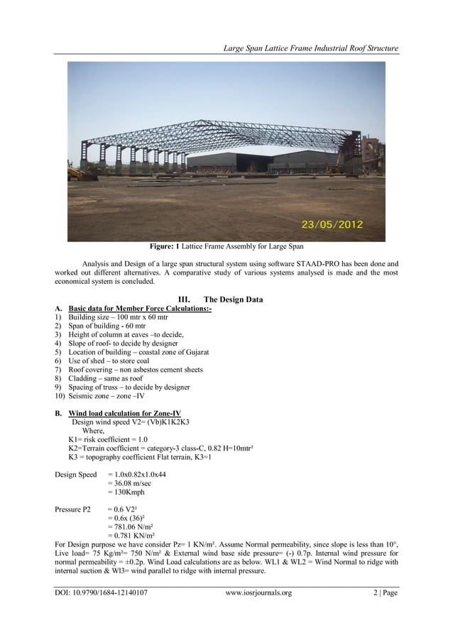 Large Span Lattice Frame Industrial Roof Structure | PDF