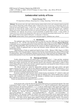 Antimicrobial Activity of Ferns | PDF