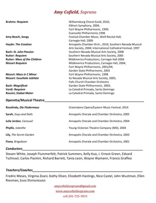 Amy Cofield Performance Resume 2017 | PDF