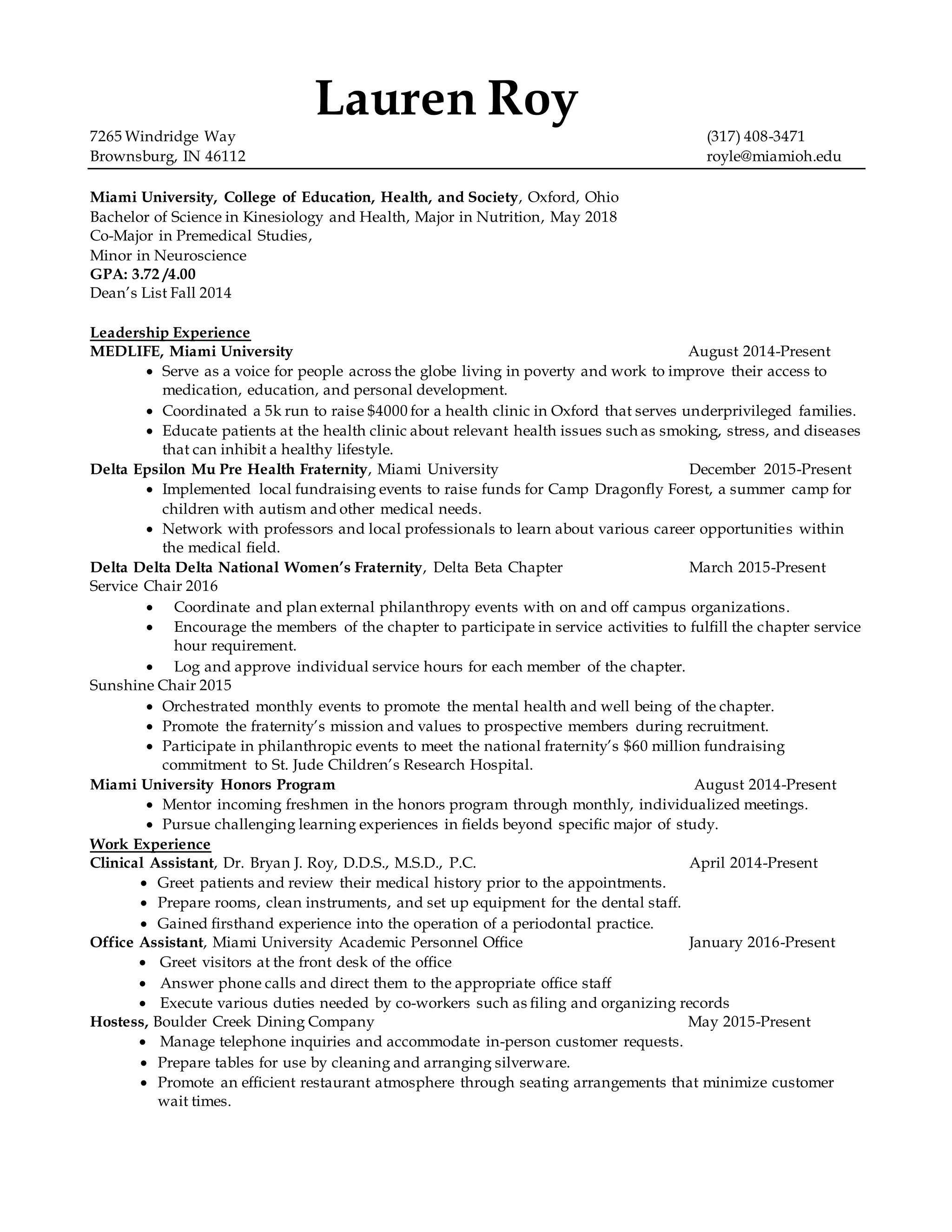 Lauren Roy Resume 2016 | PDF