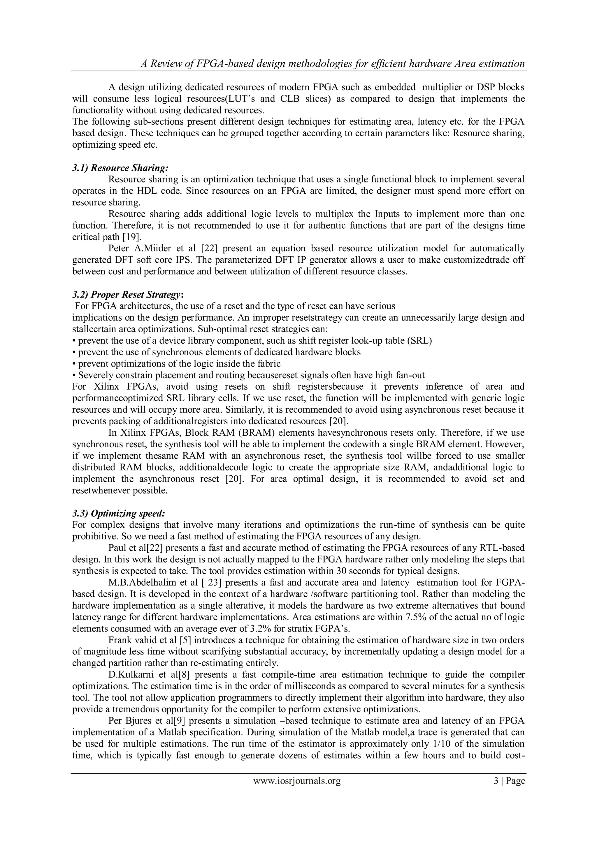 A Review of FPGA-based design methodologies for efficient hardware Area estimation | PDF